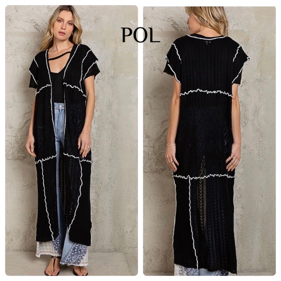 POL | Sweaters | Last One 38 Start Pretty Pol Long Blush Black Cardigan ...